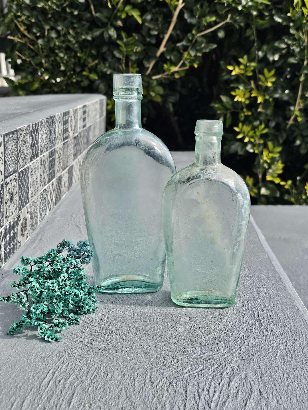 X2 FANTASTIC Antique Flask Bottles With Rustic Character! | 1800s ...