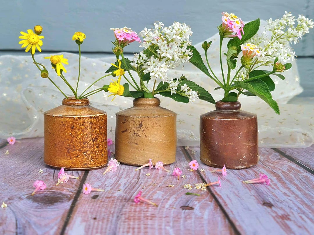 X3 Antique Stoneware Ink Pots! Adorable Victorian 'pork Pie' Inkwells ...
