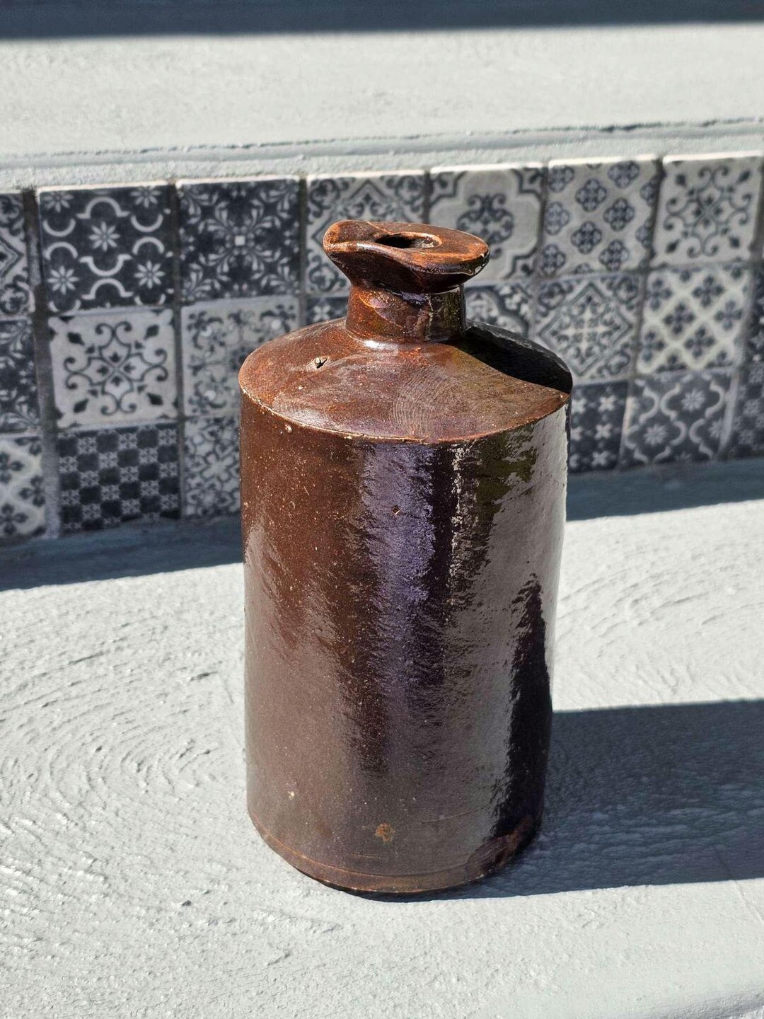 HUGE Victorian Stoneware Ink Pot | 1800's Vintage Master Ink Bottle ...