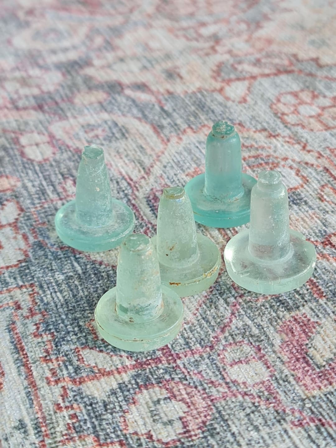 X5 Vintage Glass Stoppers | Old Aqua Glass Bottle Stoppers | Beautiful ...