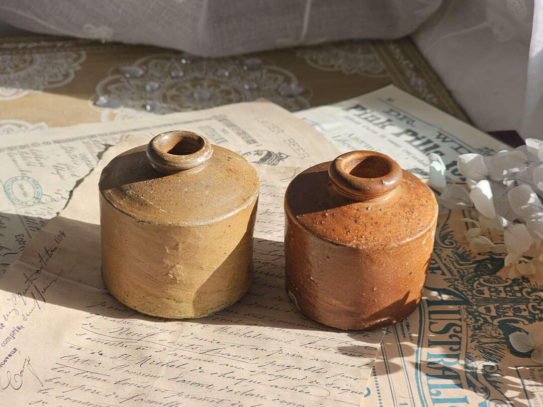 X2 PORK PIE INKS | Beautiful Antique Stoneware Ink Pots | Set of Two ...