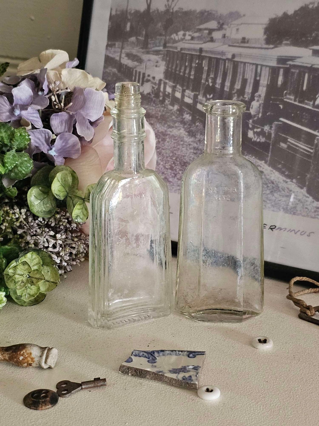 X2 Vintage Bottles | Art Deco Bottles 1920's | Two Decorative Old ...