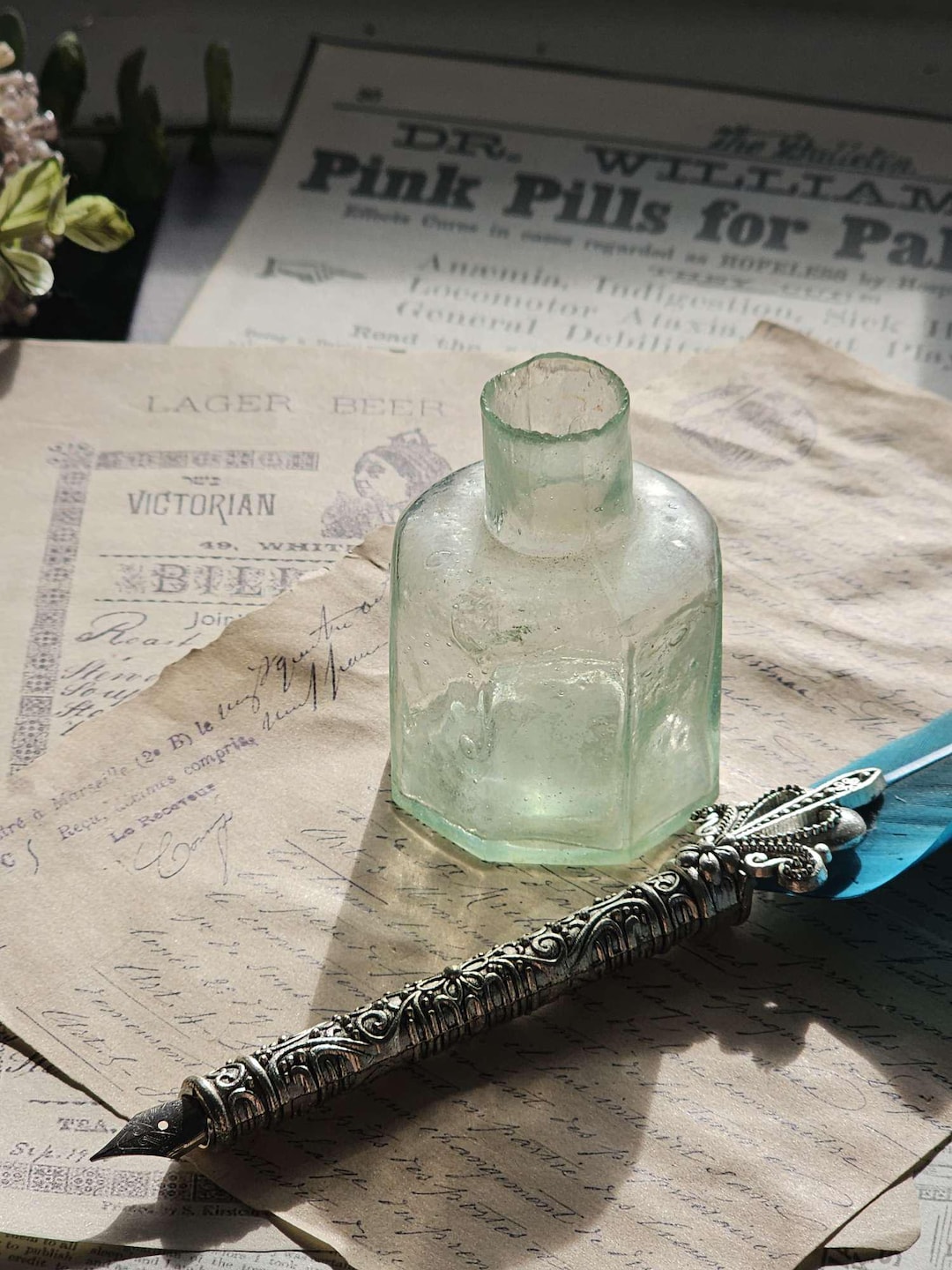 1800s ANTIQUE Ink Well | Octagon Inkwell | Victoriana Beauty! 8 Sided ...