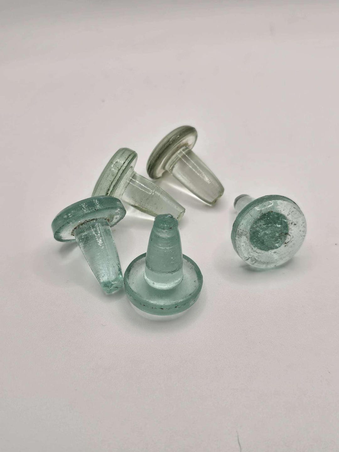 X5 Vintage Glass Stoppers | Old Aqua Glass Bottle Stoppers | Beautiful ...