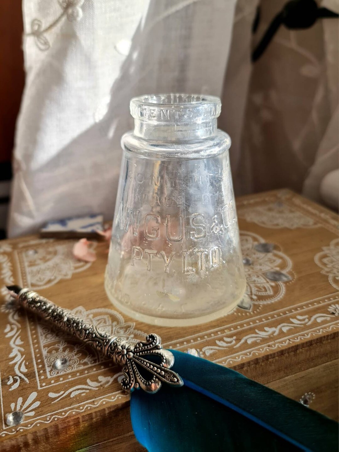 Vintage Glass Glue Bottle Conical Jar Great for Small Posy Vase, Dried ...