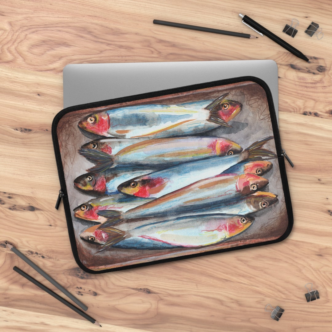 Tray of Sardines Original Artwork Fish Painting Laptop Sleeve Christmas ...