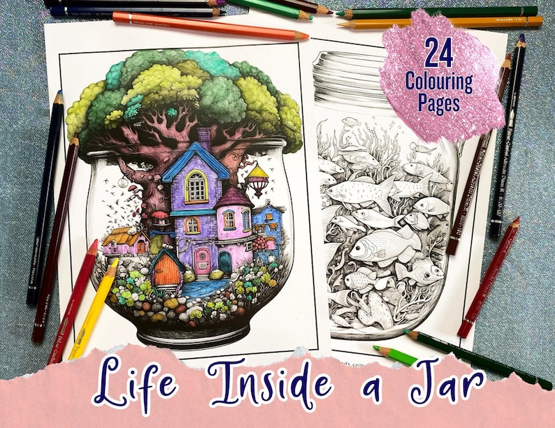 Life Inside a Jar Coloring Pages, Home School Art (digital Download) - Etsy