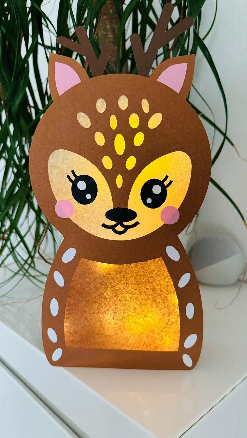 Reh Laterne Bastelvorlage / PDF SVG DXF / Plotterdatei Laterne basteln / St. Martins Umzug ...