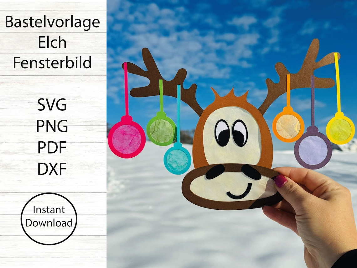 Fensterbild Elch svg Bastelvorlage / svg pdf dxf png Download / Cricut ...