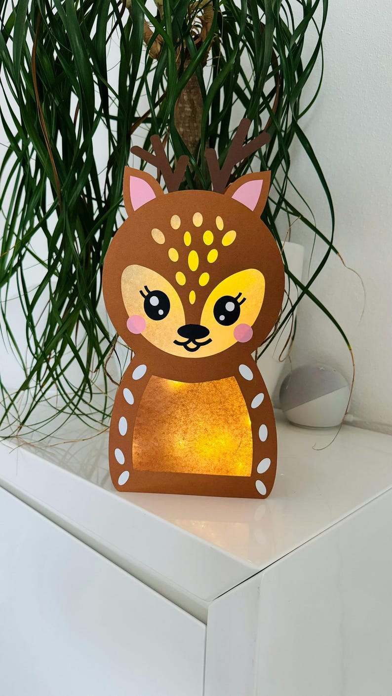 Reh Laterne Bastelvorlage / PDF SVG DXF / Plotterdatei Laterne basteln / St. Martins Umzug ...