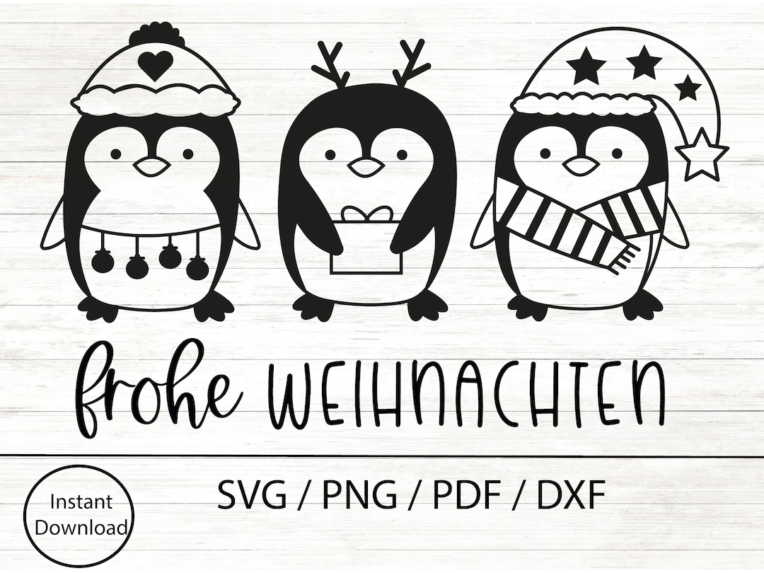 Plotterdatei Pinguine frohe Weihnachten / svg Download / Wintertiere / Plotten mit Kindern / pdf ...