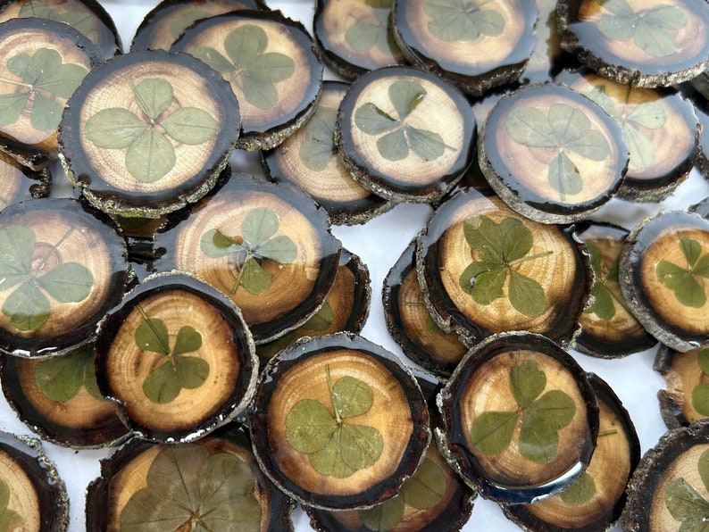 Four Leaf Clover Good Luck Charm Wood Slices Unique Gift - Etsy