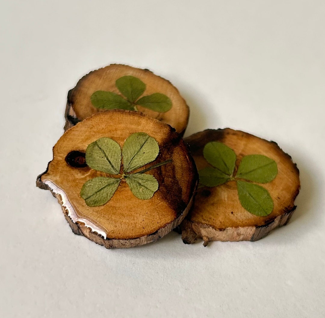 Four Leaf Clover, Good Luck Charm, Wood Slices, Unique Gift, Wellness ...