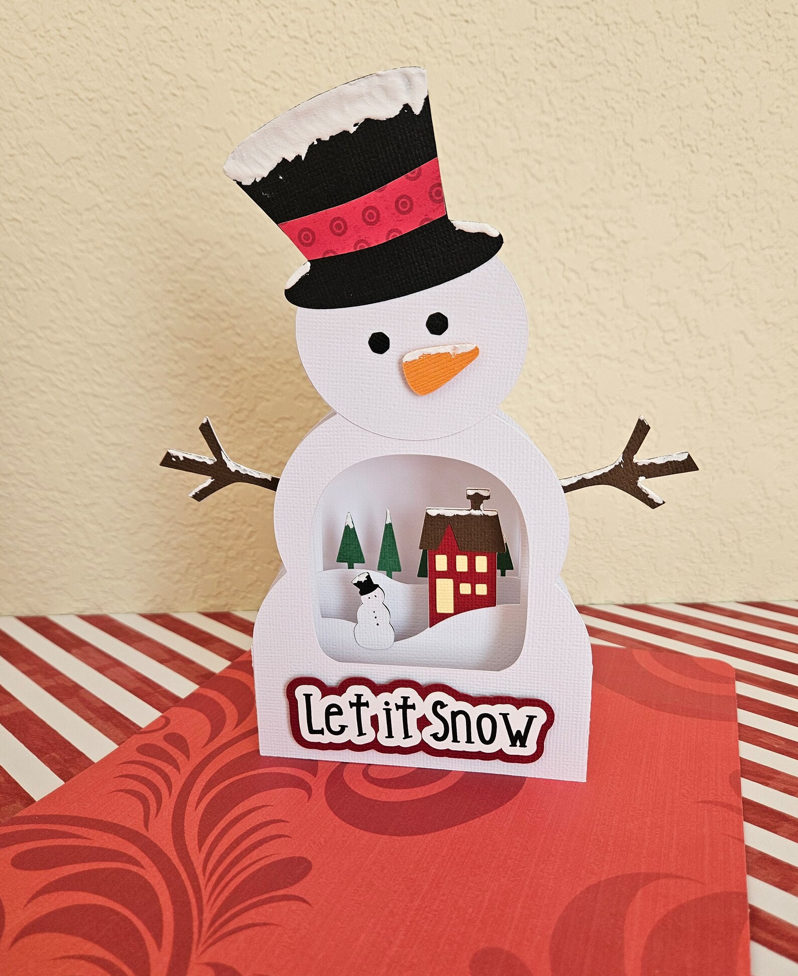 Snowman Scene Box Card, Christmas Card - Etsy