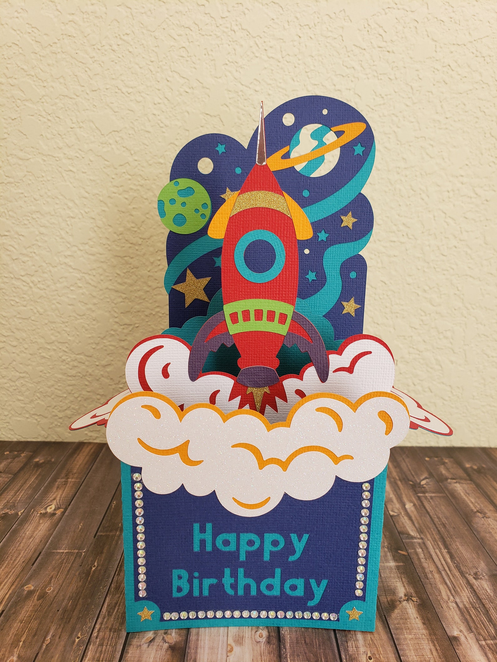 Rocket Ship Box Card, Spaceship Birthday Card - Etsy