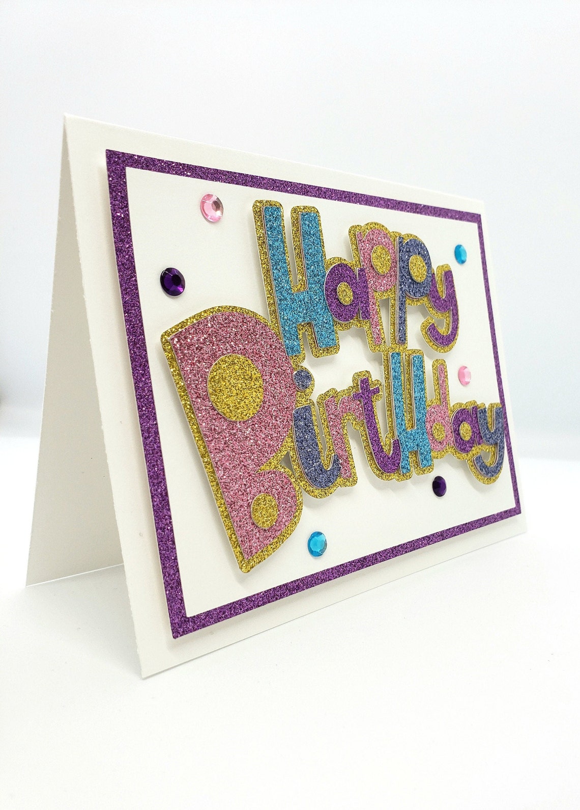 Happy Birthday Glitter Card - Etsy