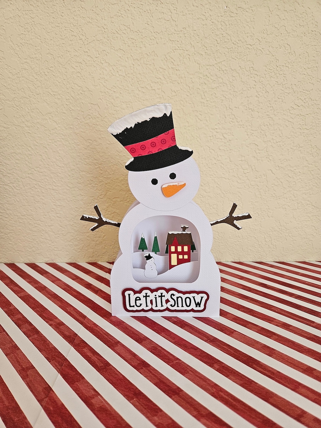 Snowman Scene Box Card, Christmas Card - Etsy