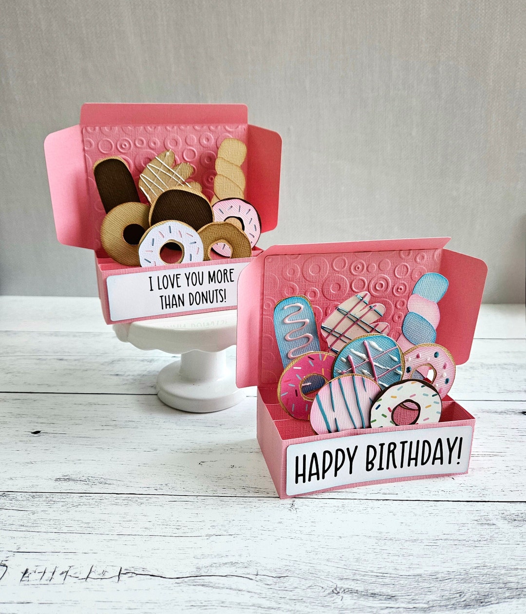 Donut Box Card, Pink Box of Donuts Birthday Card, Retirement Card, - Etsy
