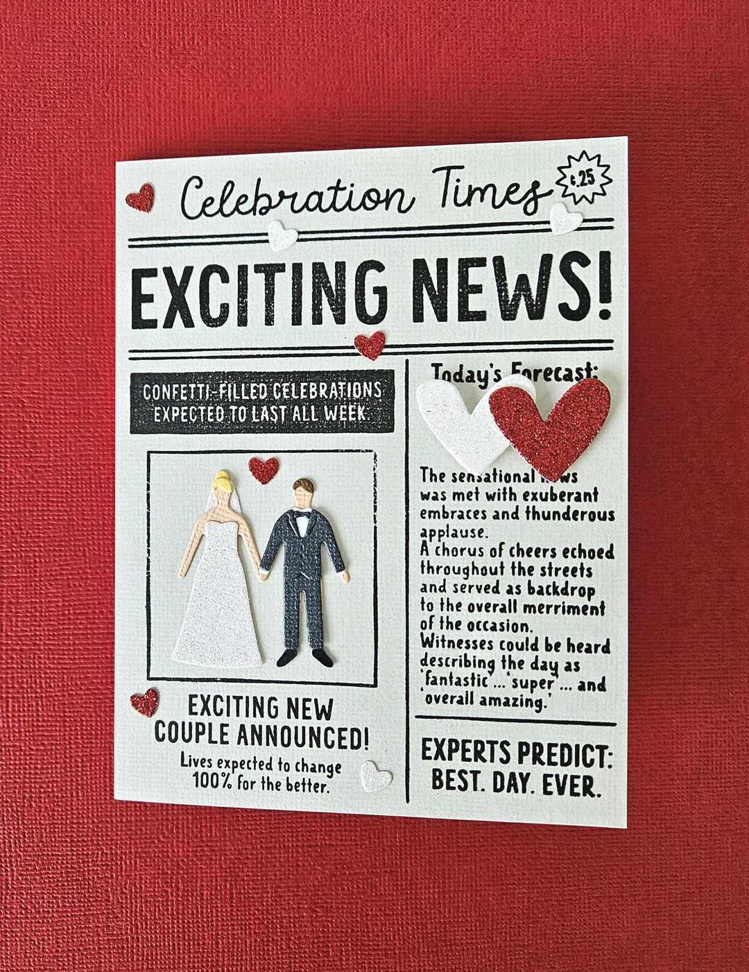 Newspaper Wedding Card: Hand Stamped, Happy Headlines, - Etsy