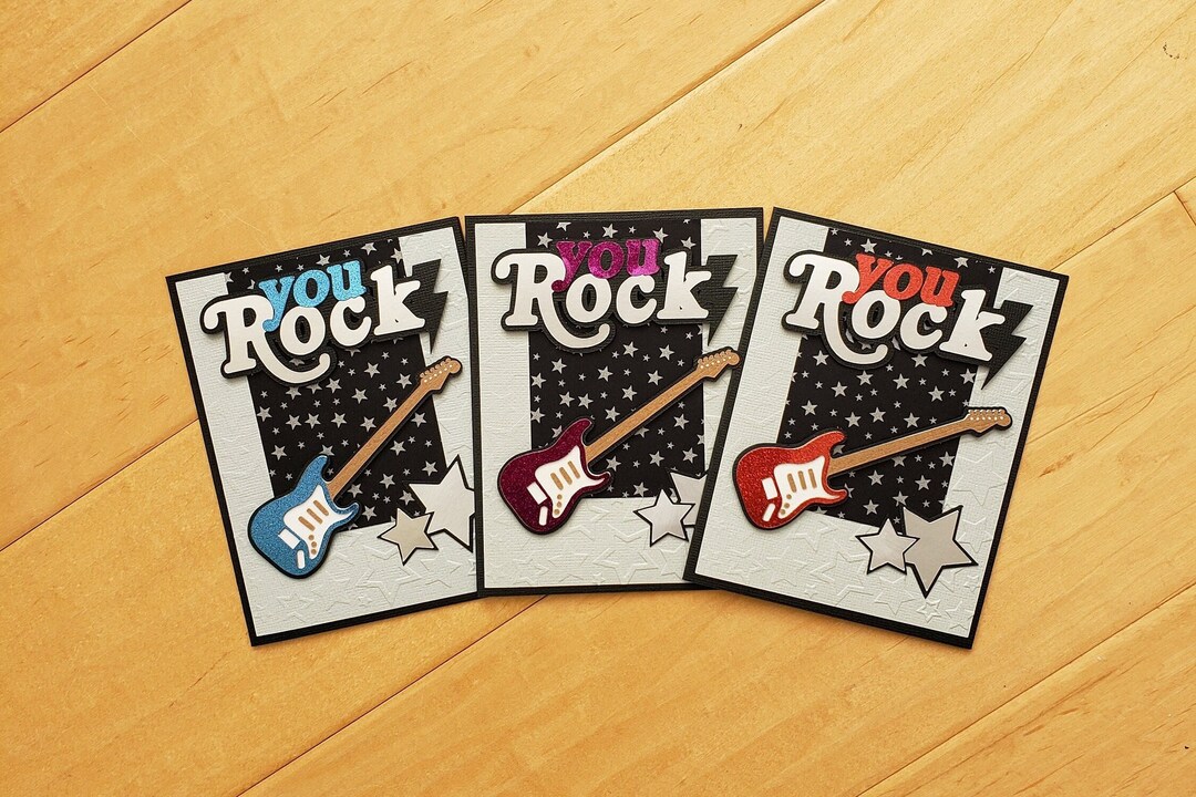 You Rock, Guitar Card, Birthday Card, Thank You Card, All Occasion Card ...