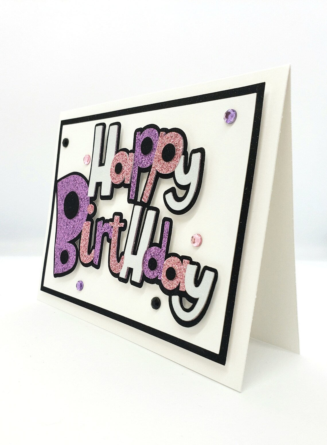 Happy Birthday Glitter Card - Etsy