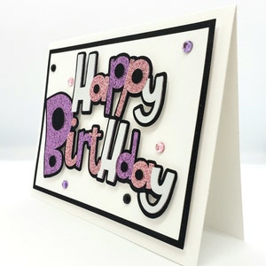 Happy Birthday Glitter Card - Etsy