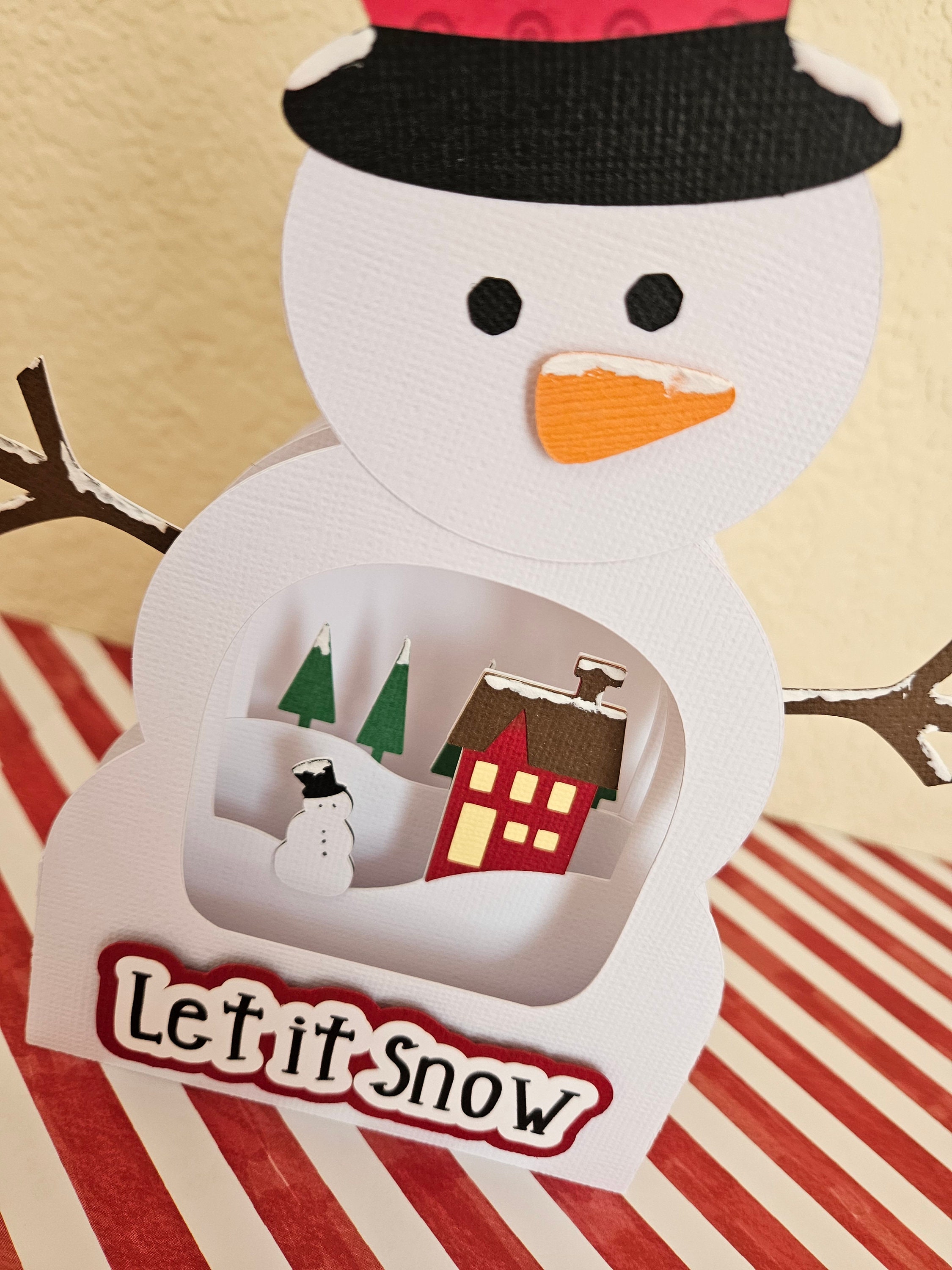 Snowman Scene Box Card, Christmas Card - Etsy