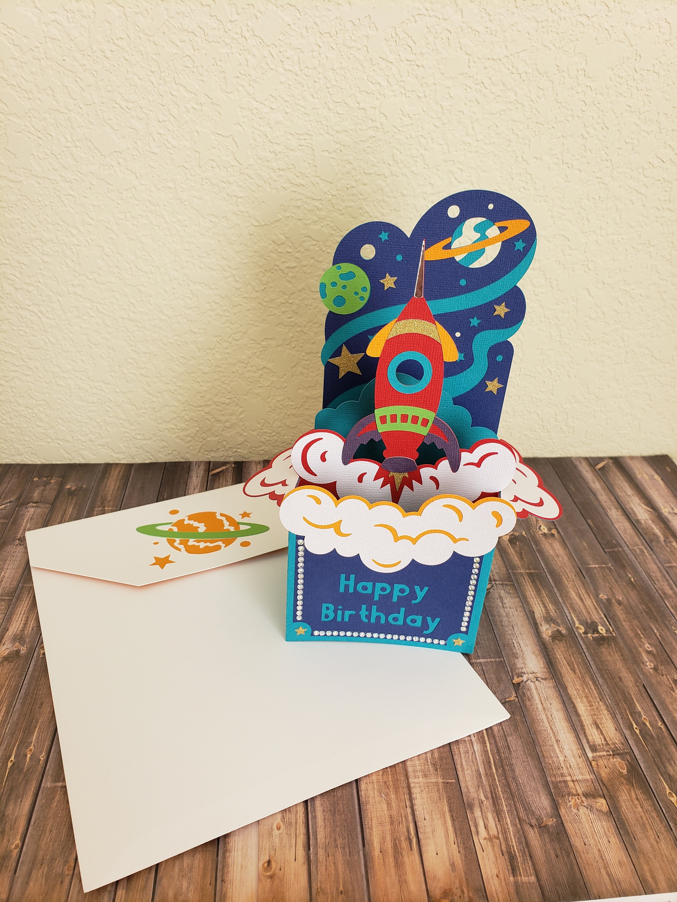 Rocket Ship Box Card Spaceship Birthday Card - Etsy