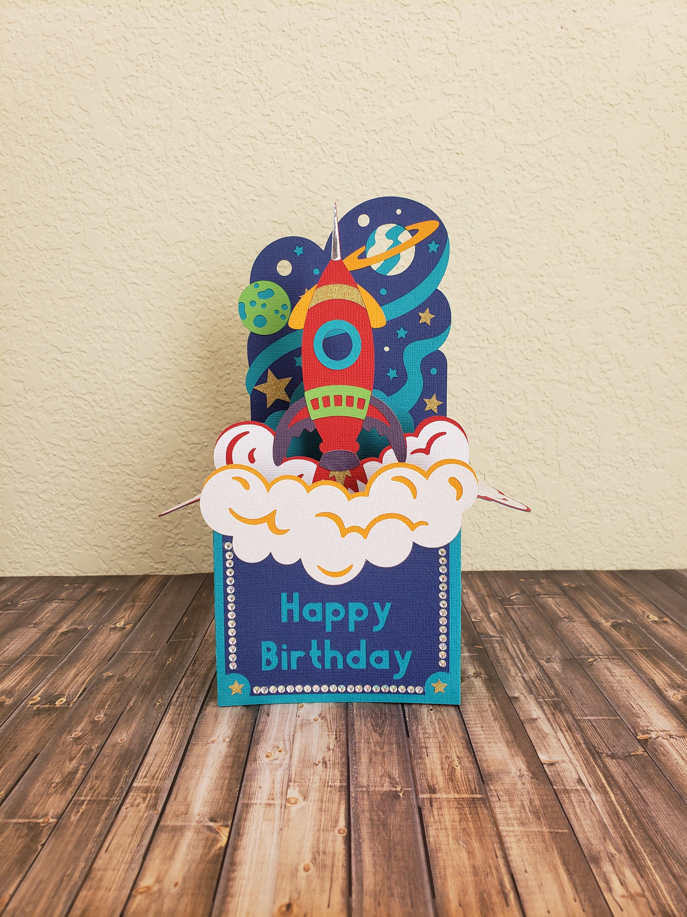 Rocket Ship Box Card, Spaceship Birthday Card - Etsy