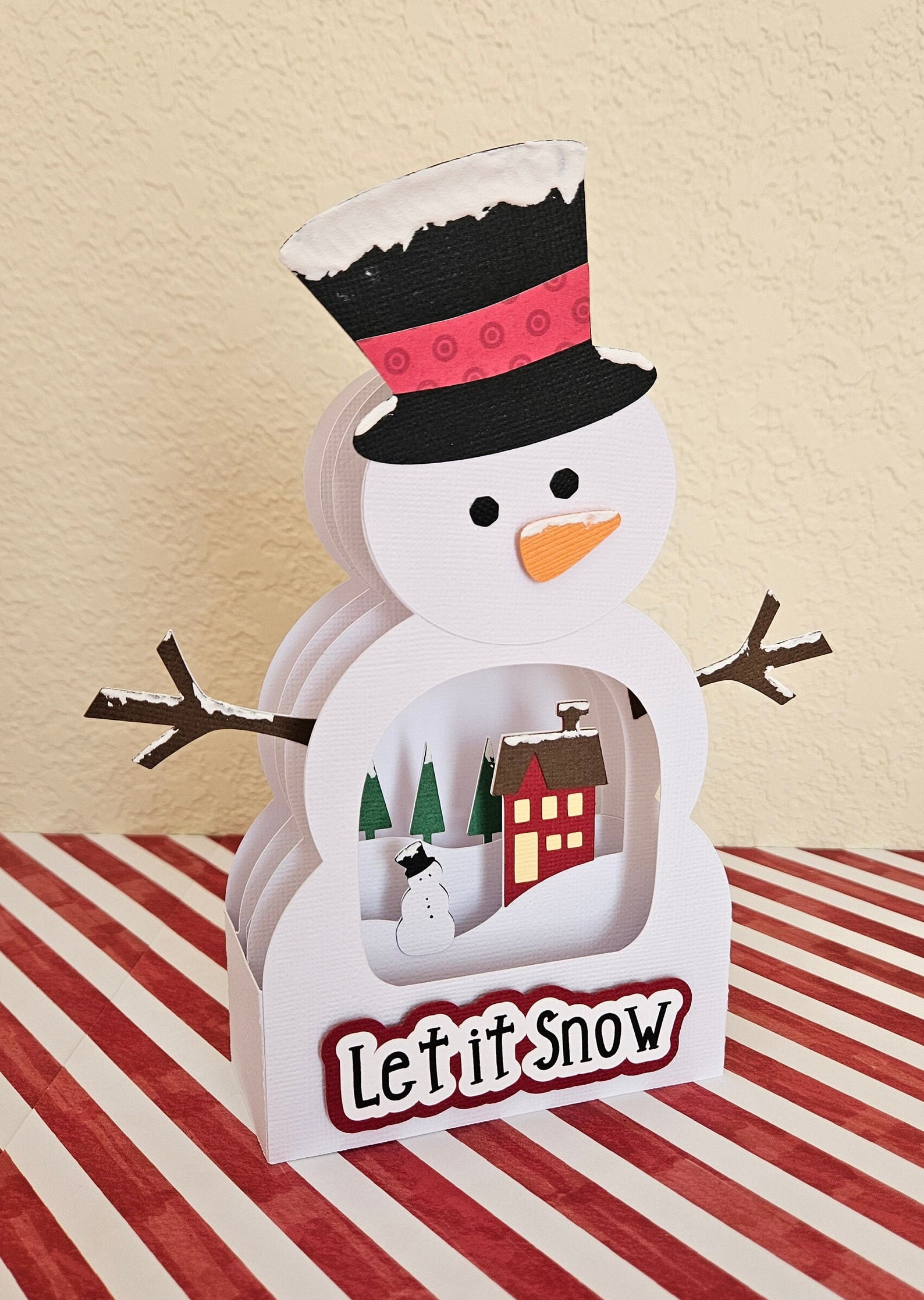 Snowman Scene Box Card, Christmas Card - Etsy