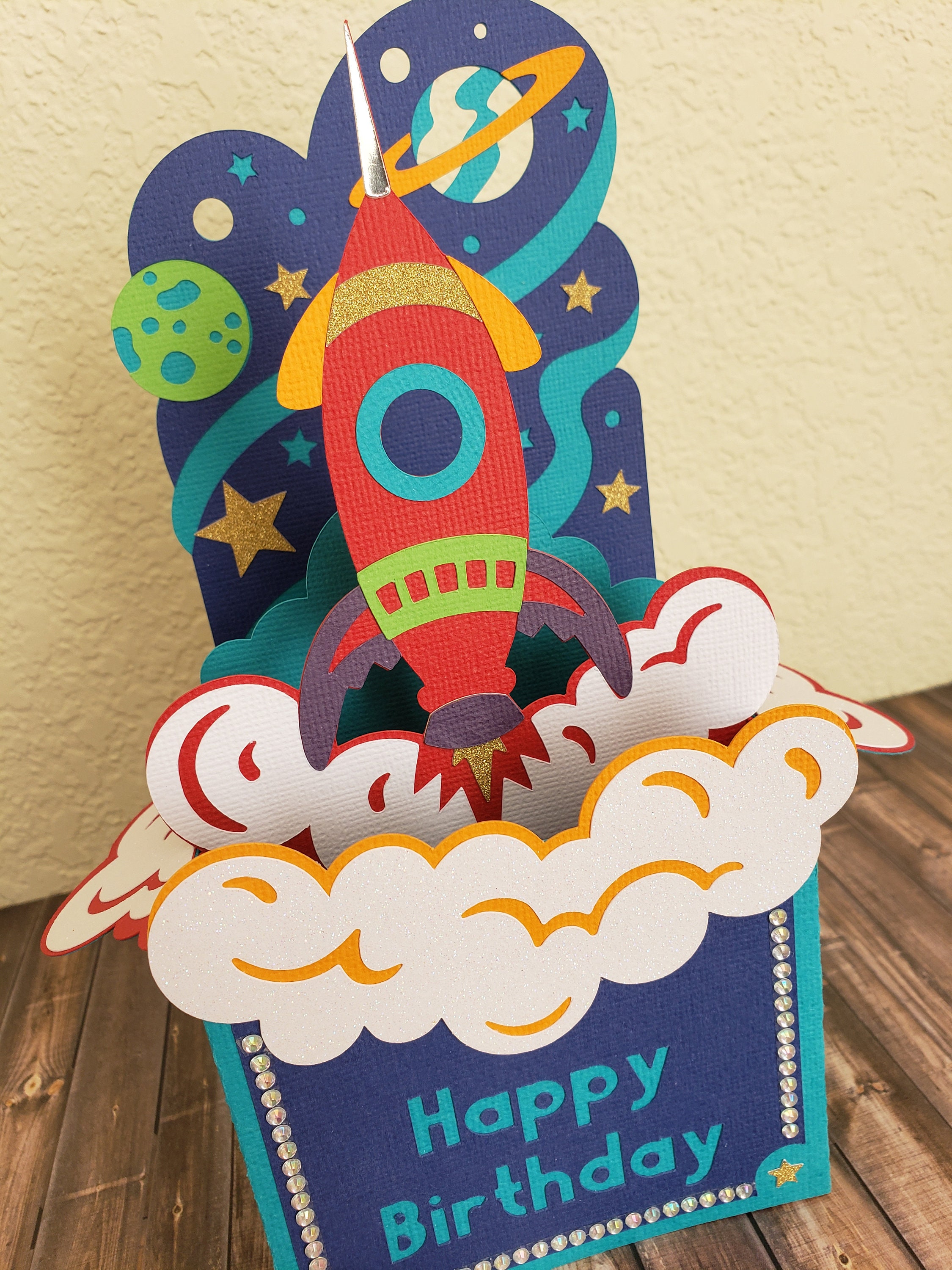 Rocket Ship Box Card, Spaceship Birthday Card - Etsy