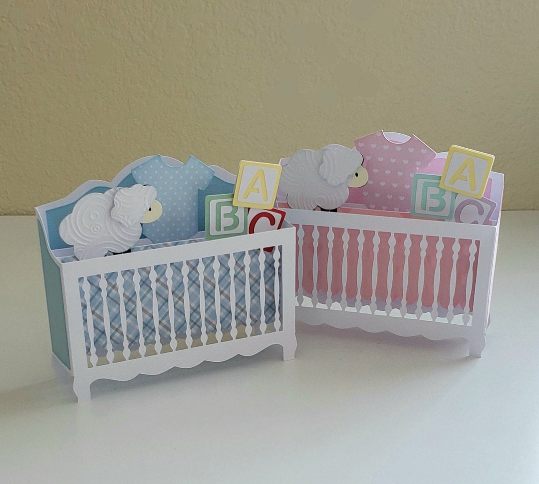 Baby Crib Box Card, Baby Shower Card, Baby Girl Card, Baby Boy Card - Etsy