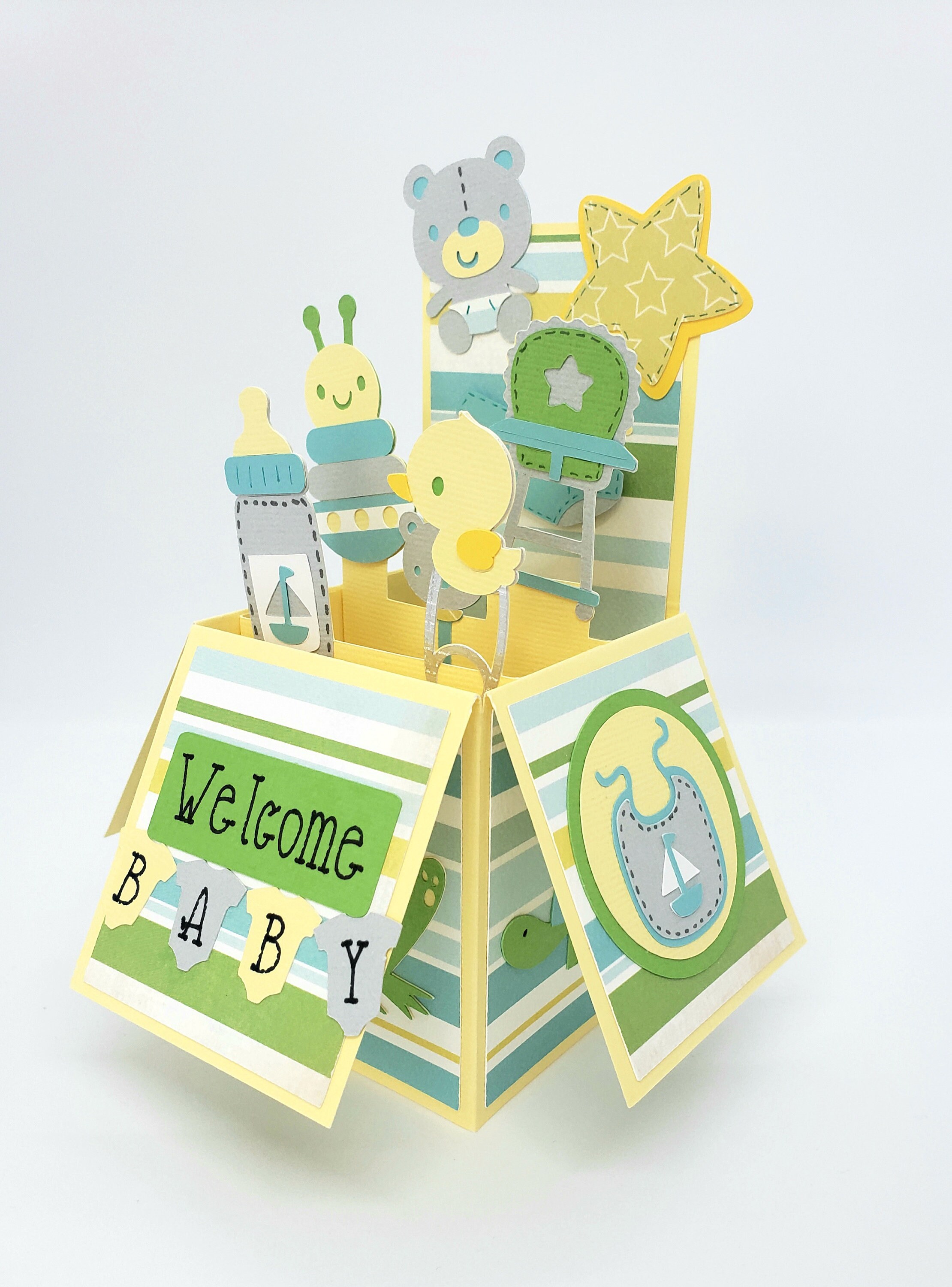 Baby Boy Box Card, Baby Shower Card, - Etsy