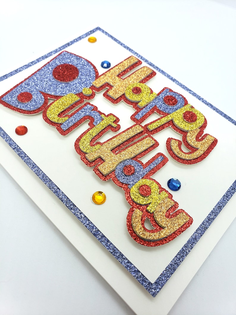 Happy Birthday Glitter Card - Etsy