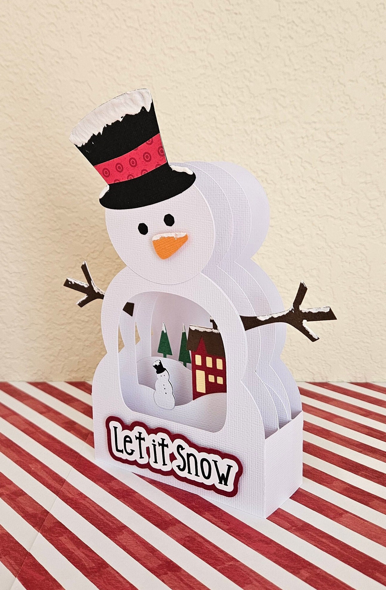 Snowman Scene Box Card, Christmas Card - Etsy