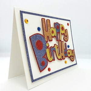 Happy Birthday Glitter Card - Etsy