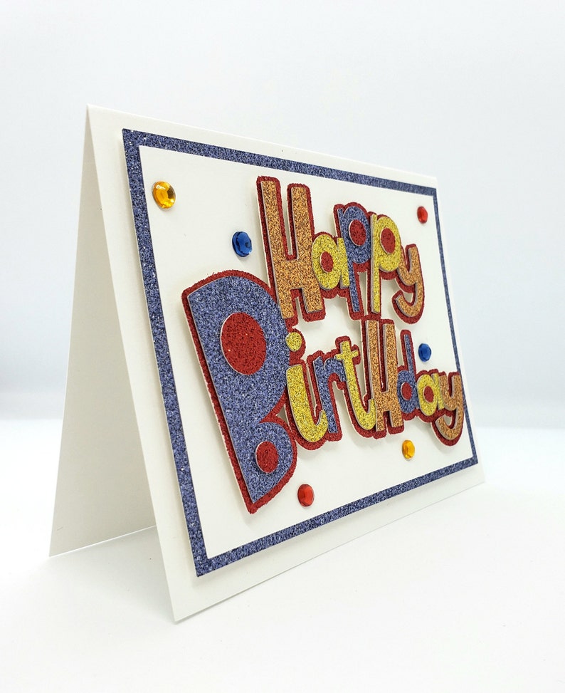 Happy Birthday Glitter Card - Etsy