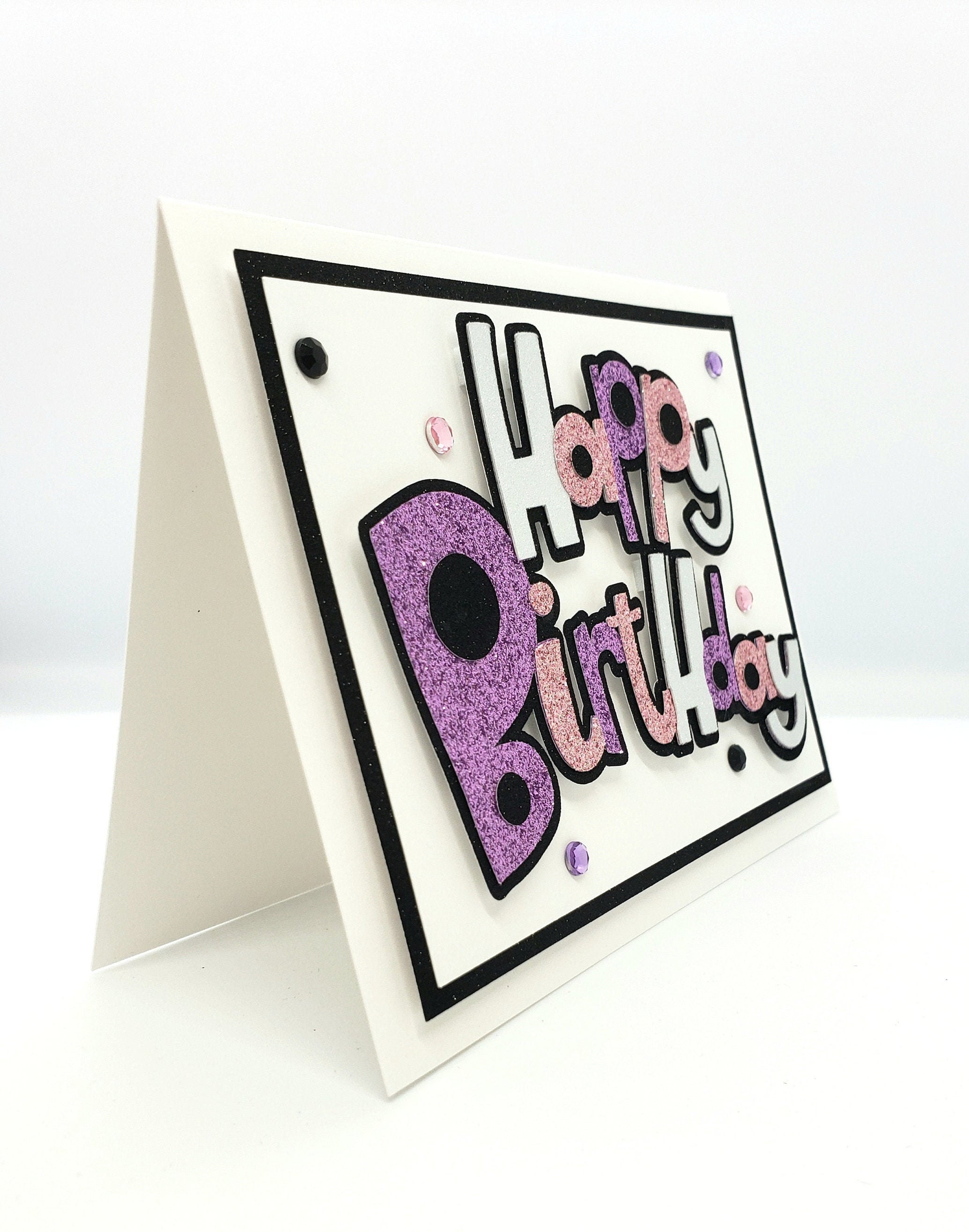 Happy Birthday Glitter Card - Etsy