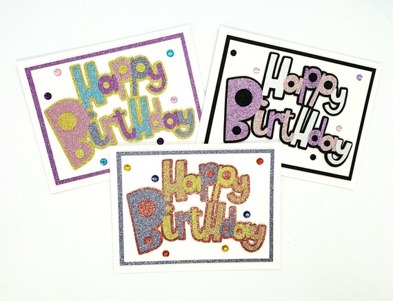 Happy Birthday Glitter Card - Etsy