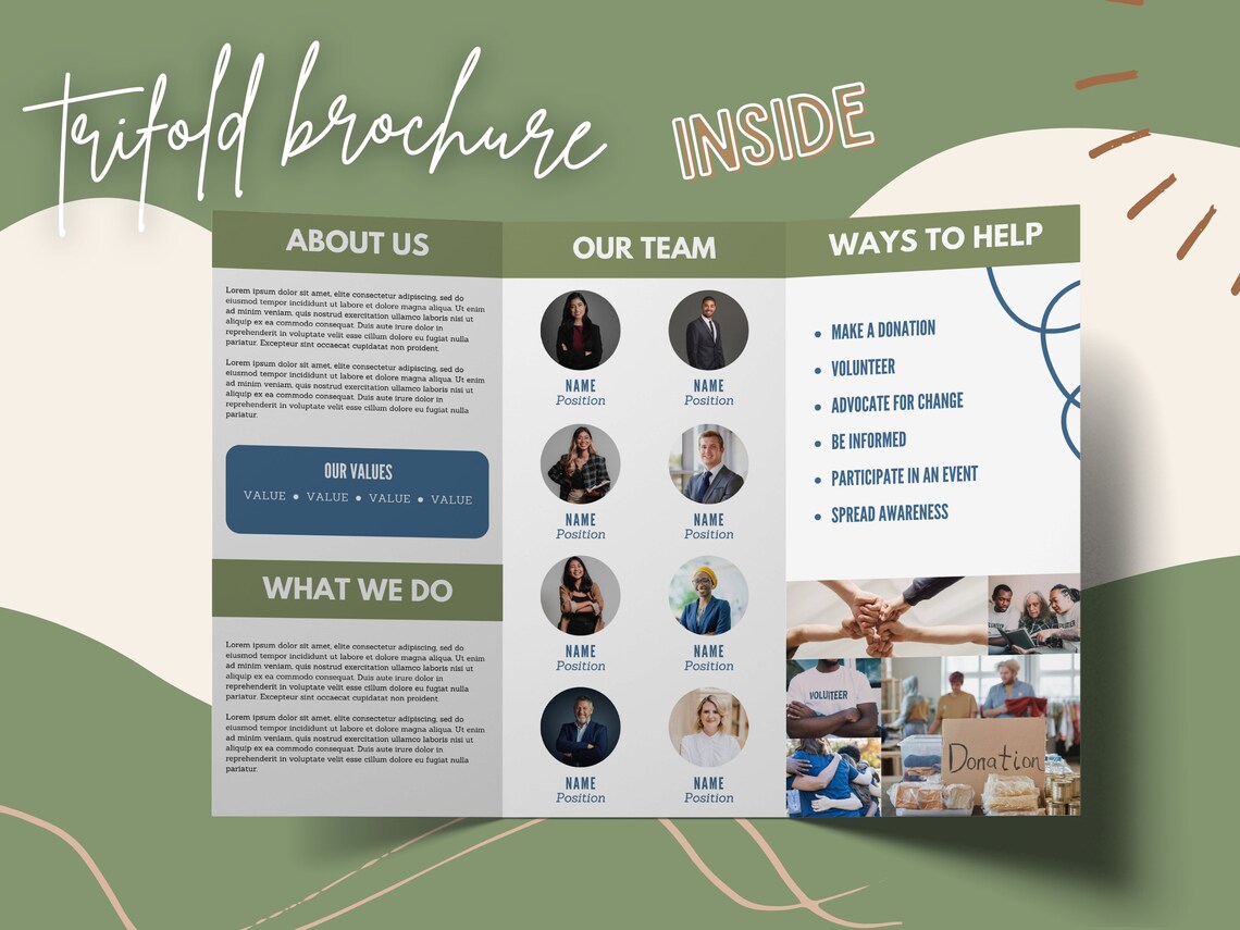 Nonprofit Trifold Brochure Impact Report Instant Download Digital