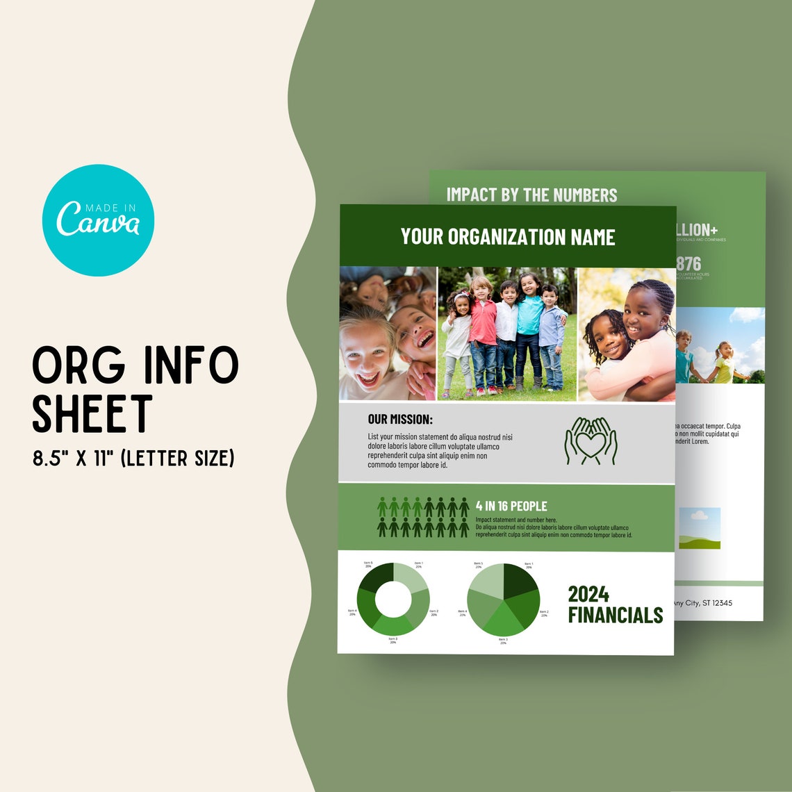 Organization Info Sheet, About Us, One-pager, Financial, Digital ...