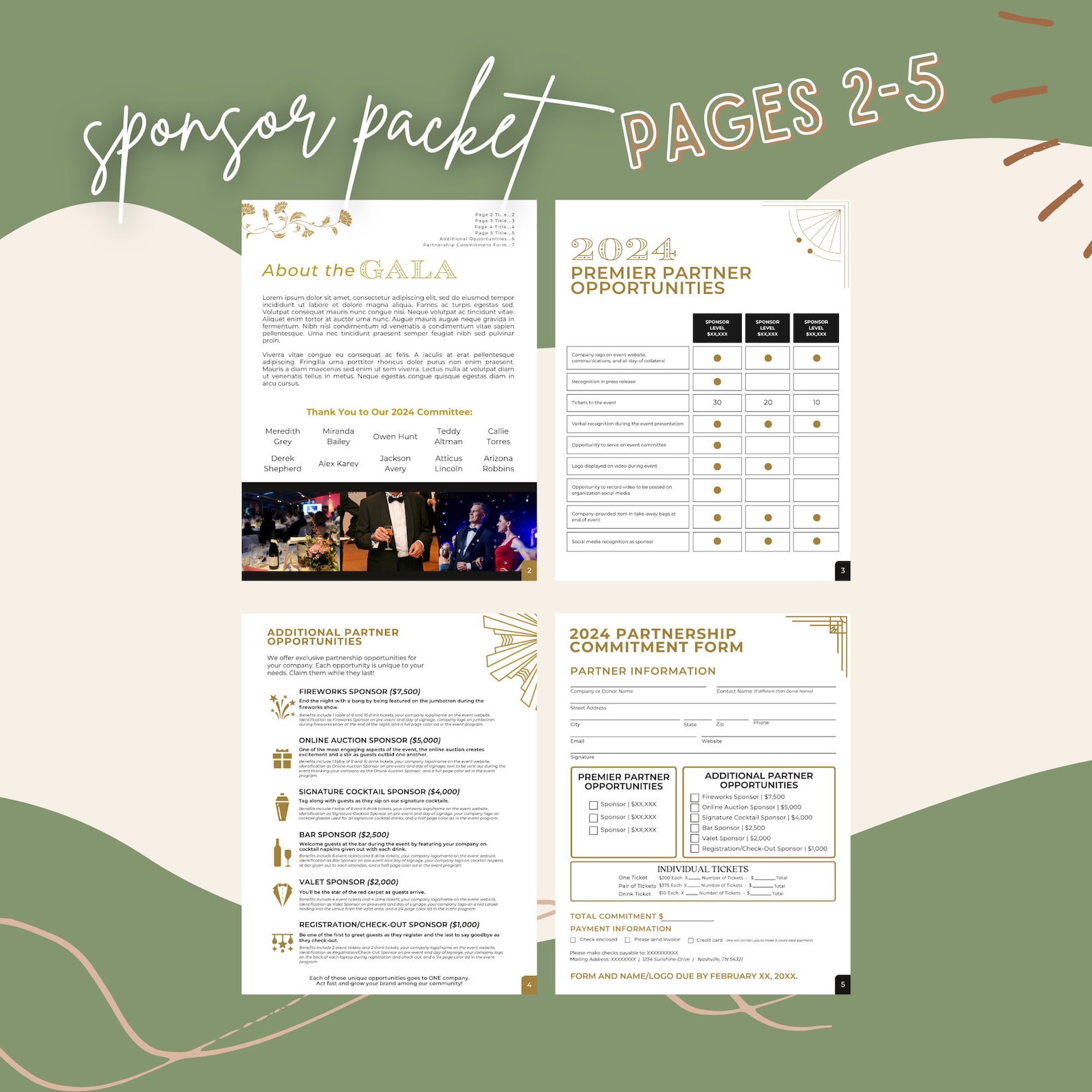 Gala Sponsor Packet, Partnership, Corporate, Event, Ball, Nonprofit ...