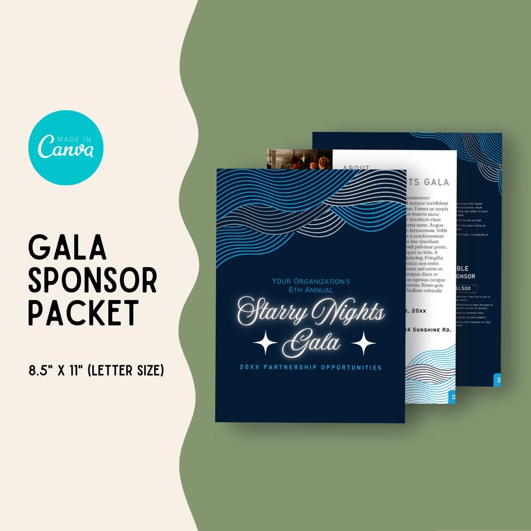 Editable STARRY NIGHTS Blue Gala Sponsor Packet | Corporate Sponsor ...