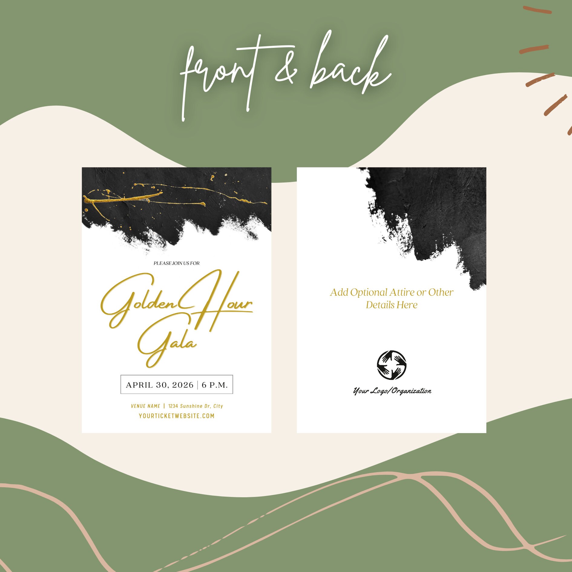 Golden Hour Gala Invitation, Instant Download, Editable Template ...