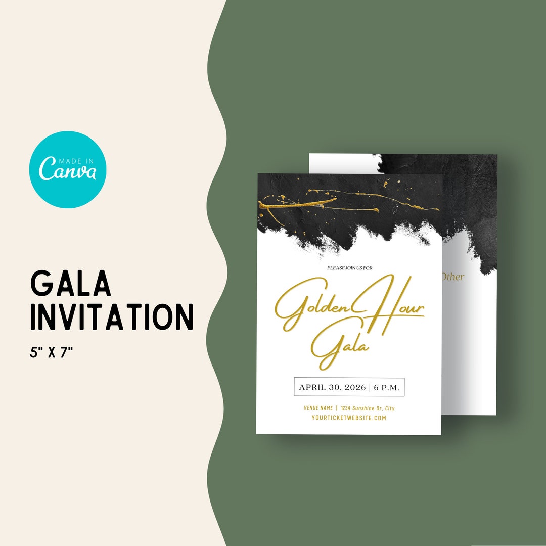 Golden Hour Gala Invitation, Instant Download, Editable Template ...