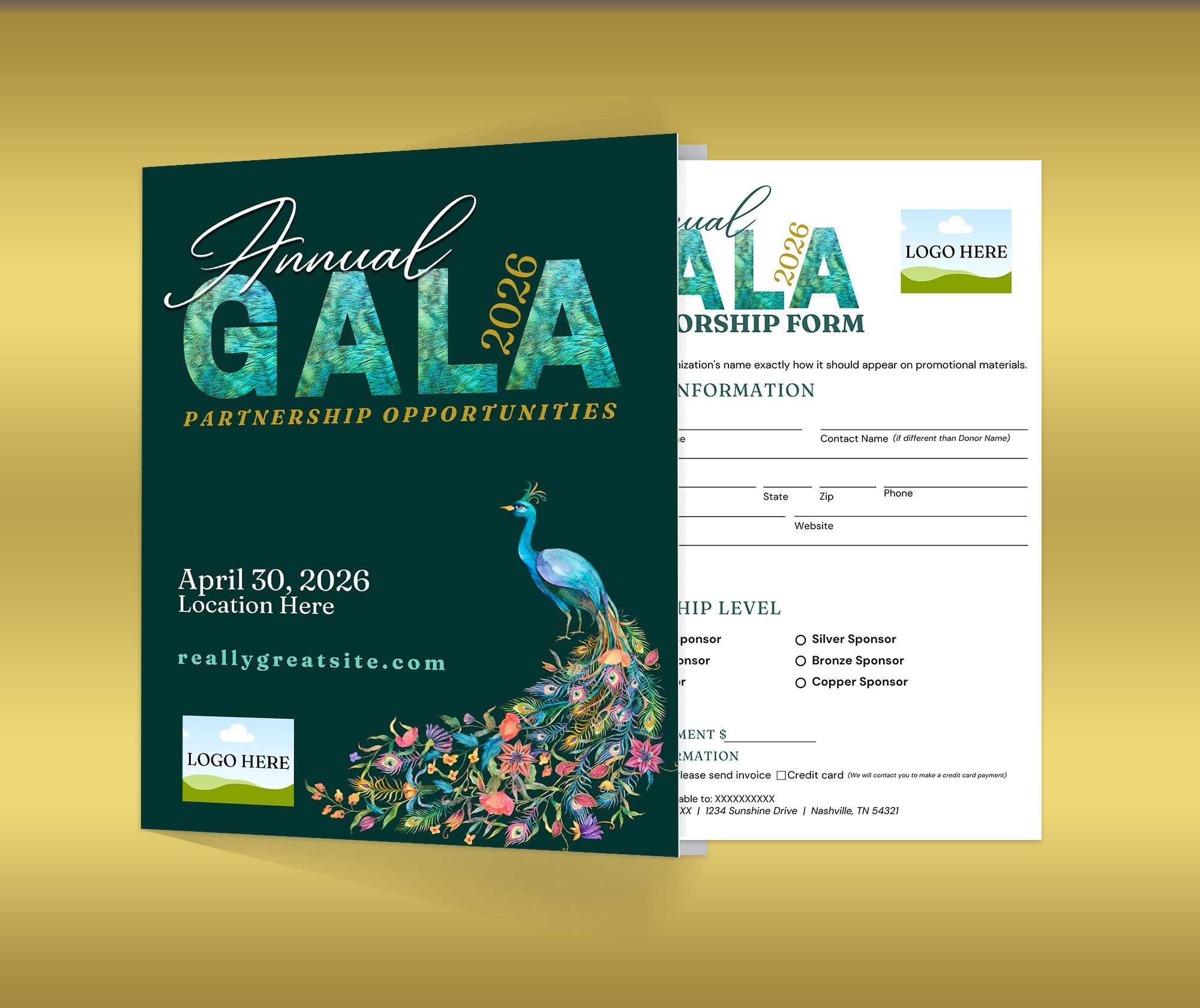 Editable PEACOCK INSPIRED Gala Sponsor Packet Corporate - Etsy
