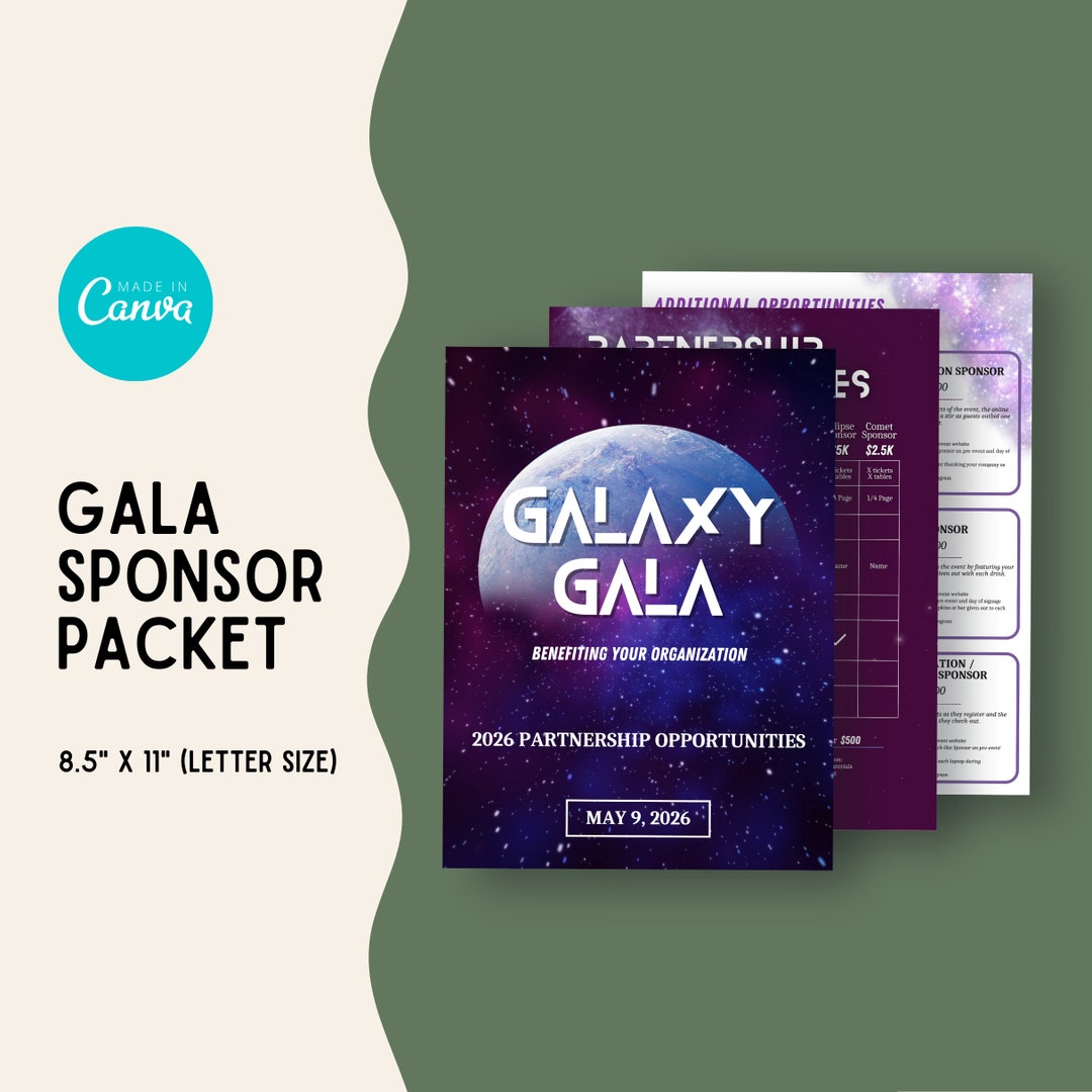 Editable GALAXY Gala Sponsor Packet | Corporate Sponsor | Partnership ...