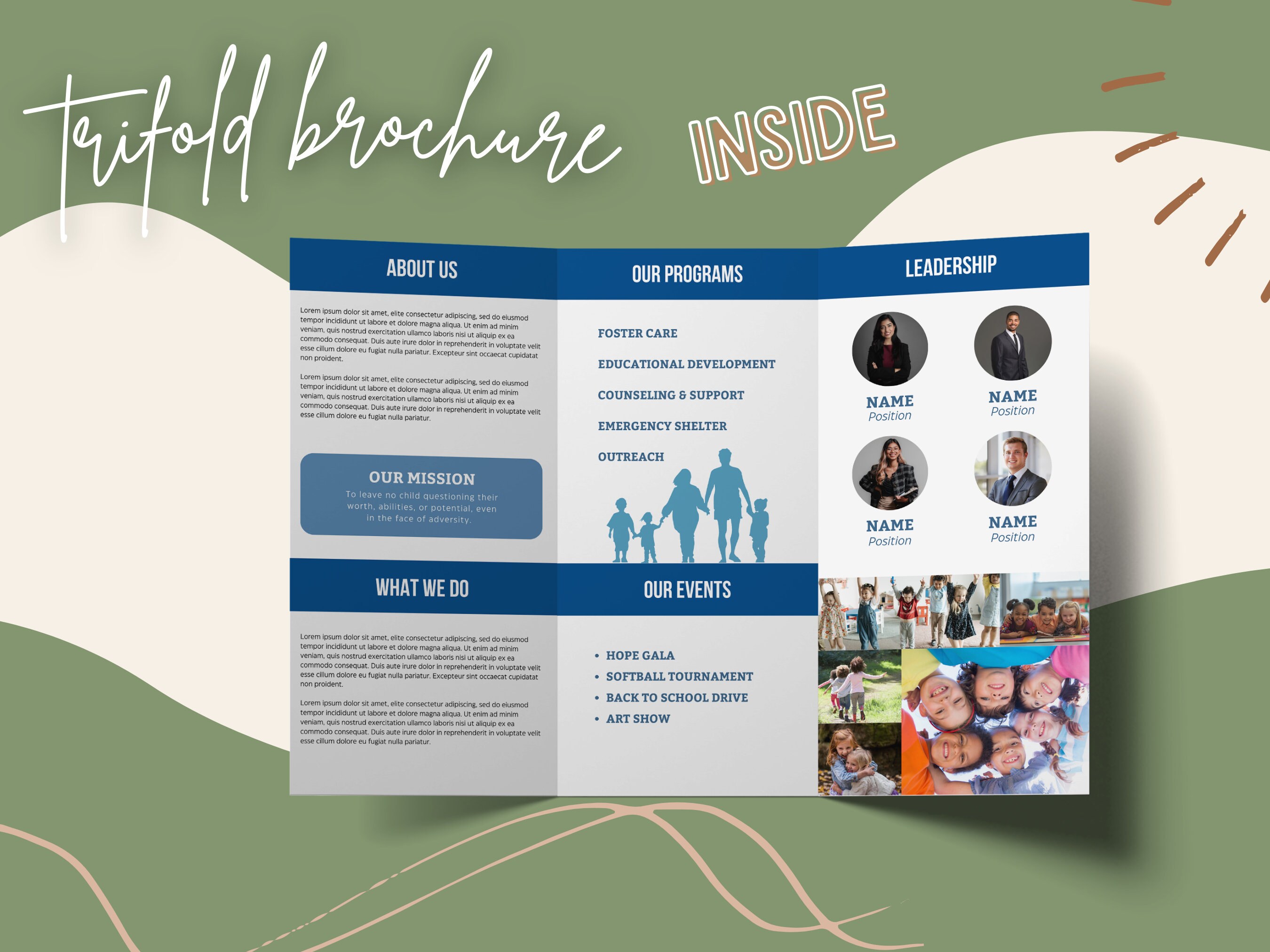 Nonprofit Trifold Brochure Impact Report Instant Download Digital