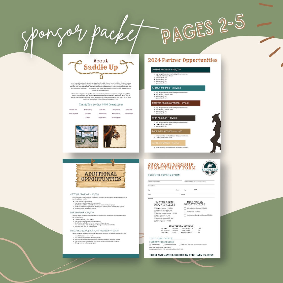 Western Rodeo Gala Sponsor Packet, Auction, Wild West, Partnership ...