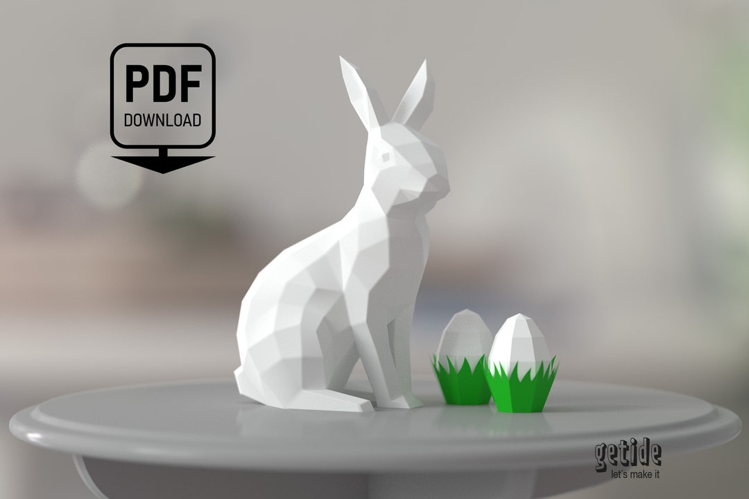 3D DIY Easter Bunny Free Easter Egg in Grass DIY Paper Art Toy DIY ...